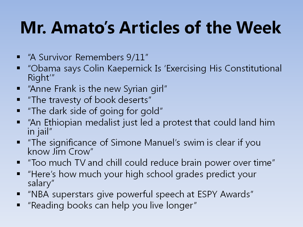 Making the case for “Article of the Week” in an English classroom – DR ...
